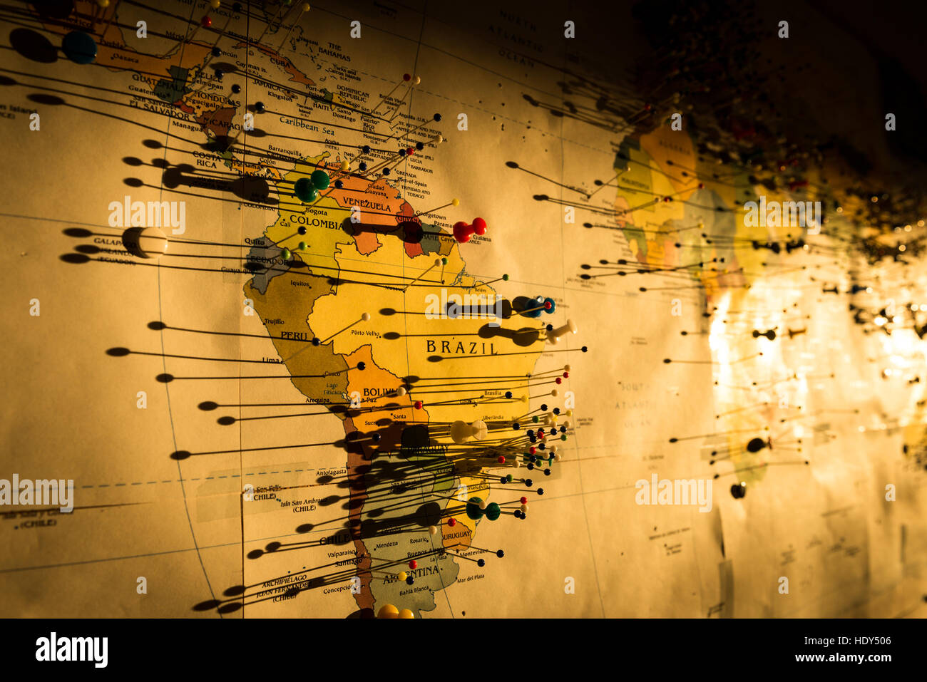 Digital map with pins hi-res stock photography and images - Alamy