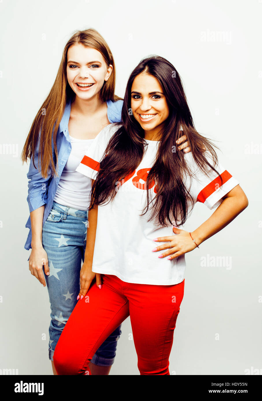 best friends teenage girls together having fun, posing emotional on ...