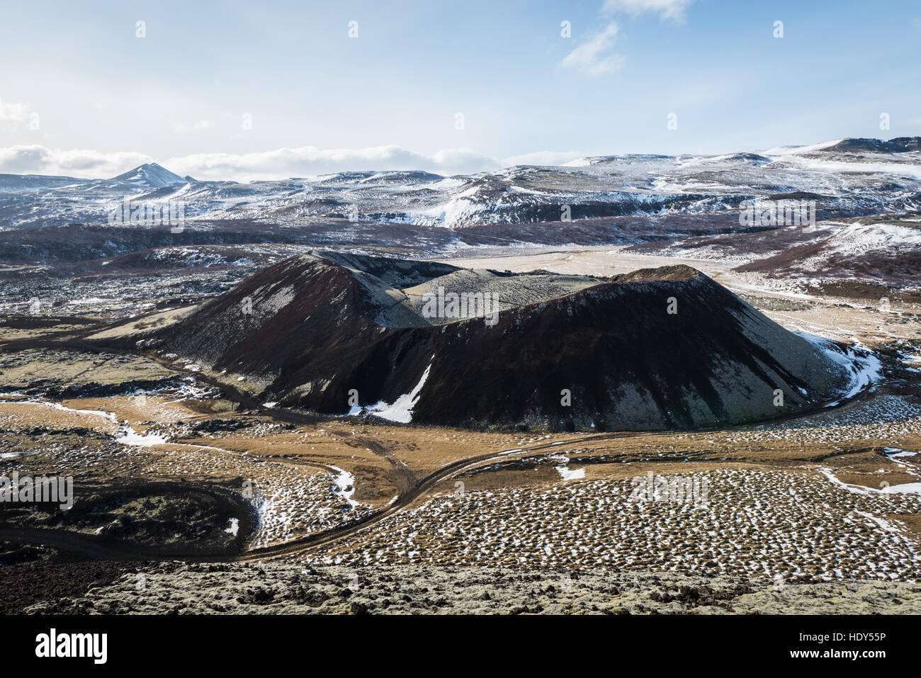 Volcano landscape in Iceland during winter Stock Photo - Alamy