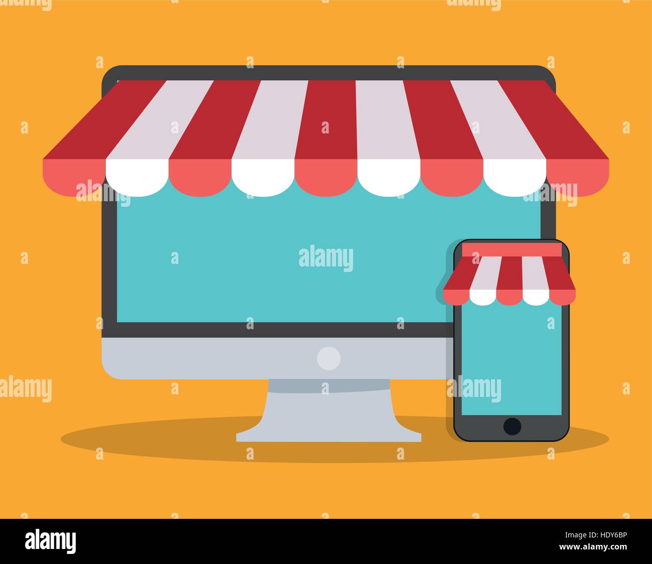 computer with online shopping related icons image vector illustration ...