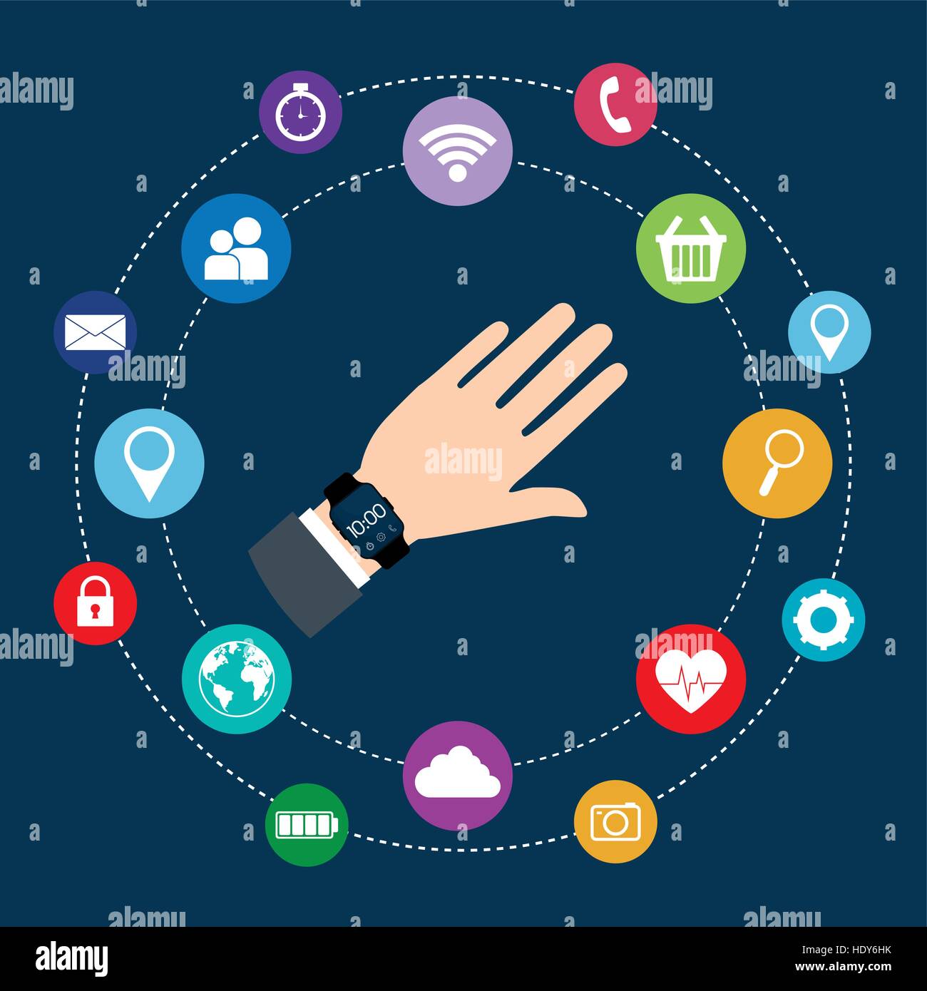 smartwatch wearable technology icon image vector illustration design ...