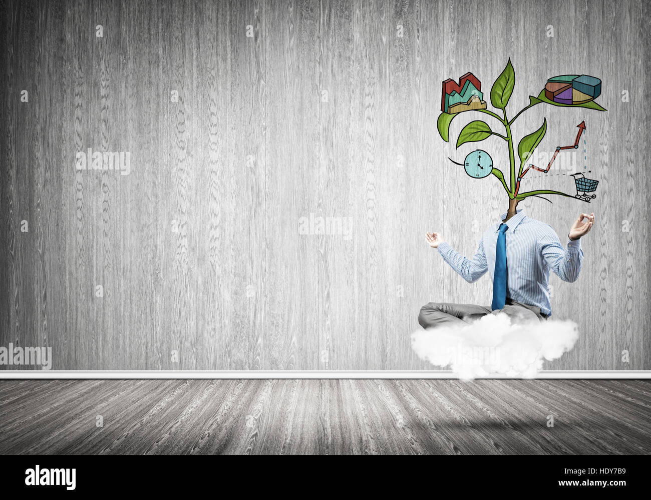 Headless businessman meditating Stock Photo - Alamy