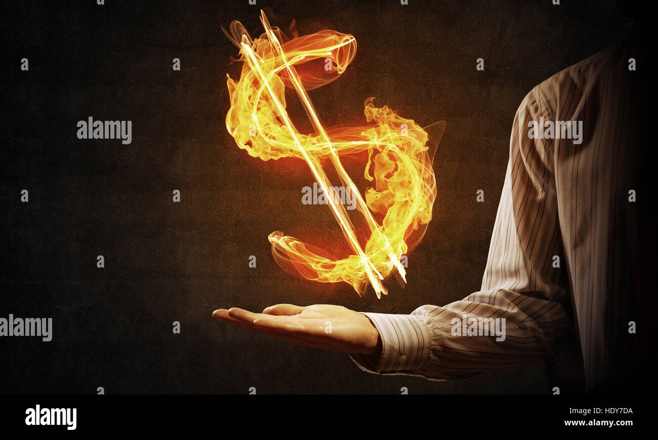 Dollar currency fire symbol Stock Photo - Alamy