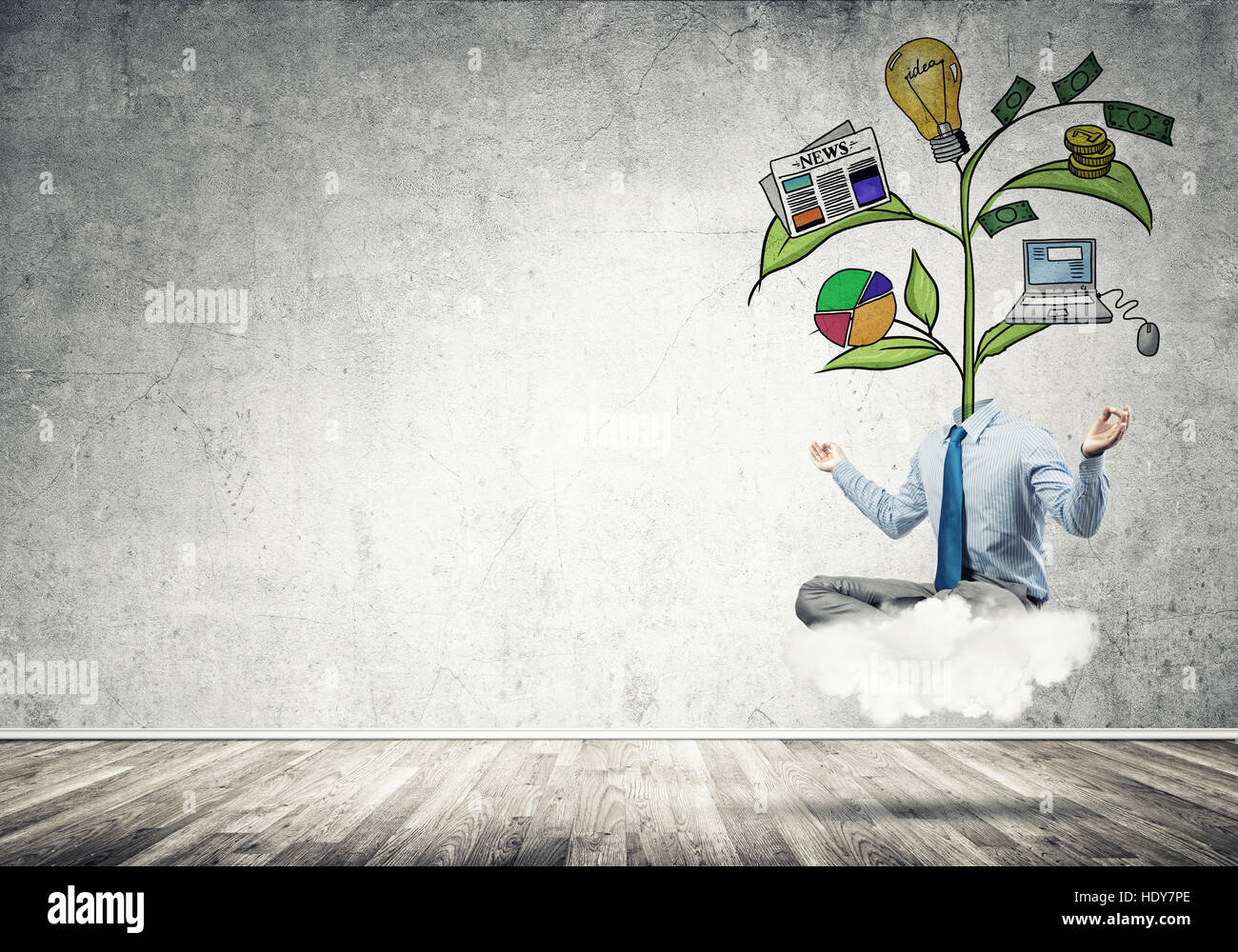Headless businessman meditating Stock Photo - Alamy