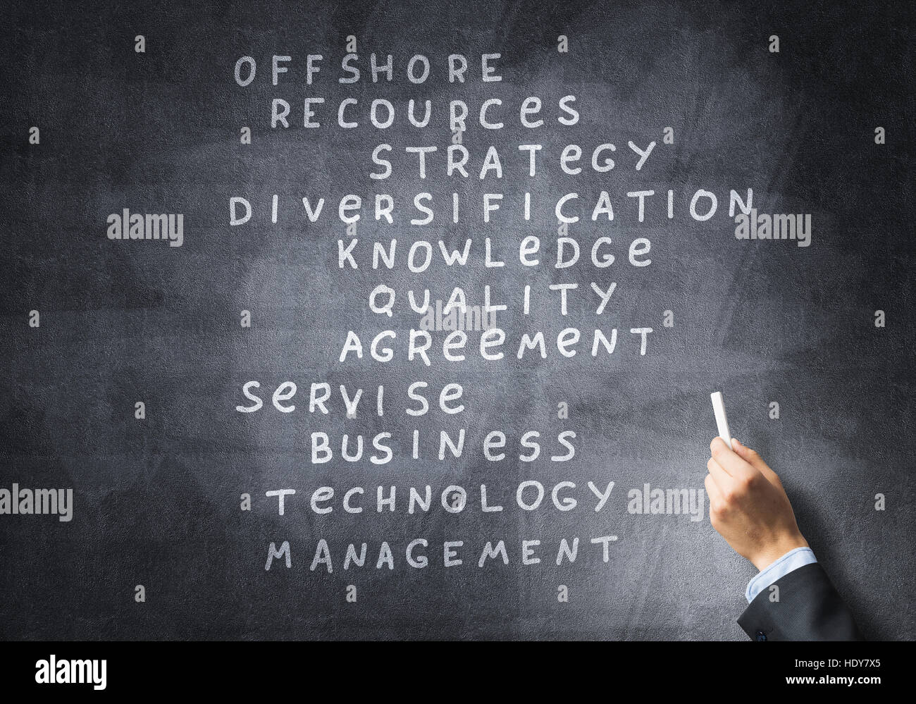 Seminar trainer draw on chalkboard Stock Photo - Alamy