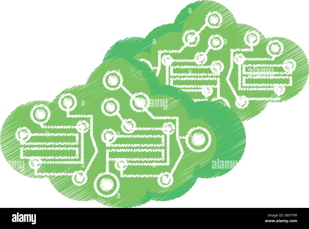 drawing computer circuit cloud electronic component Stock Vector Image ...