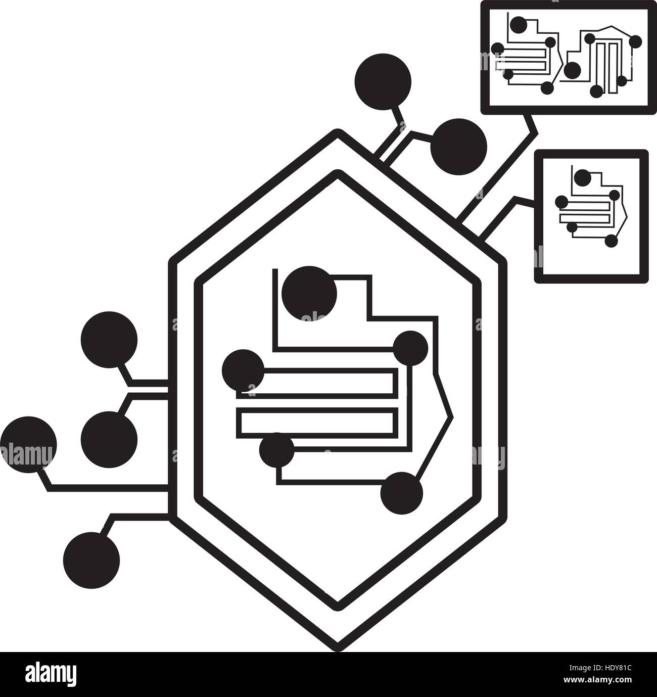 computer circuit hexagon electronic component linear Stock Vector Image ...