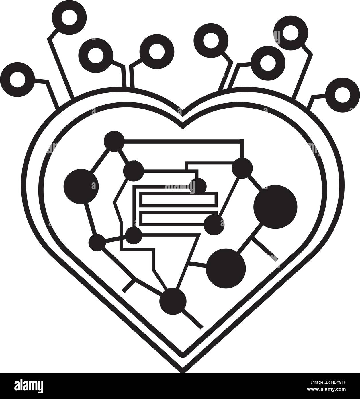 computer circuit heart electronic component linear Stock Vector Image ...