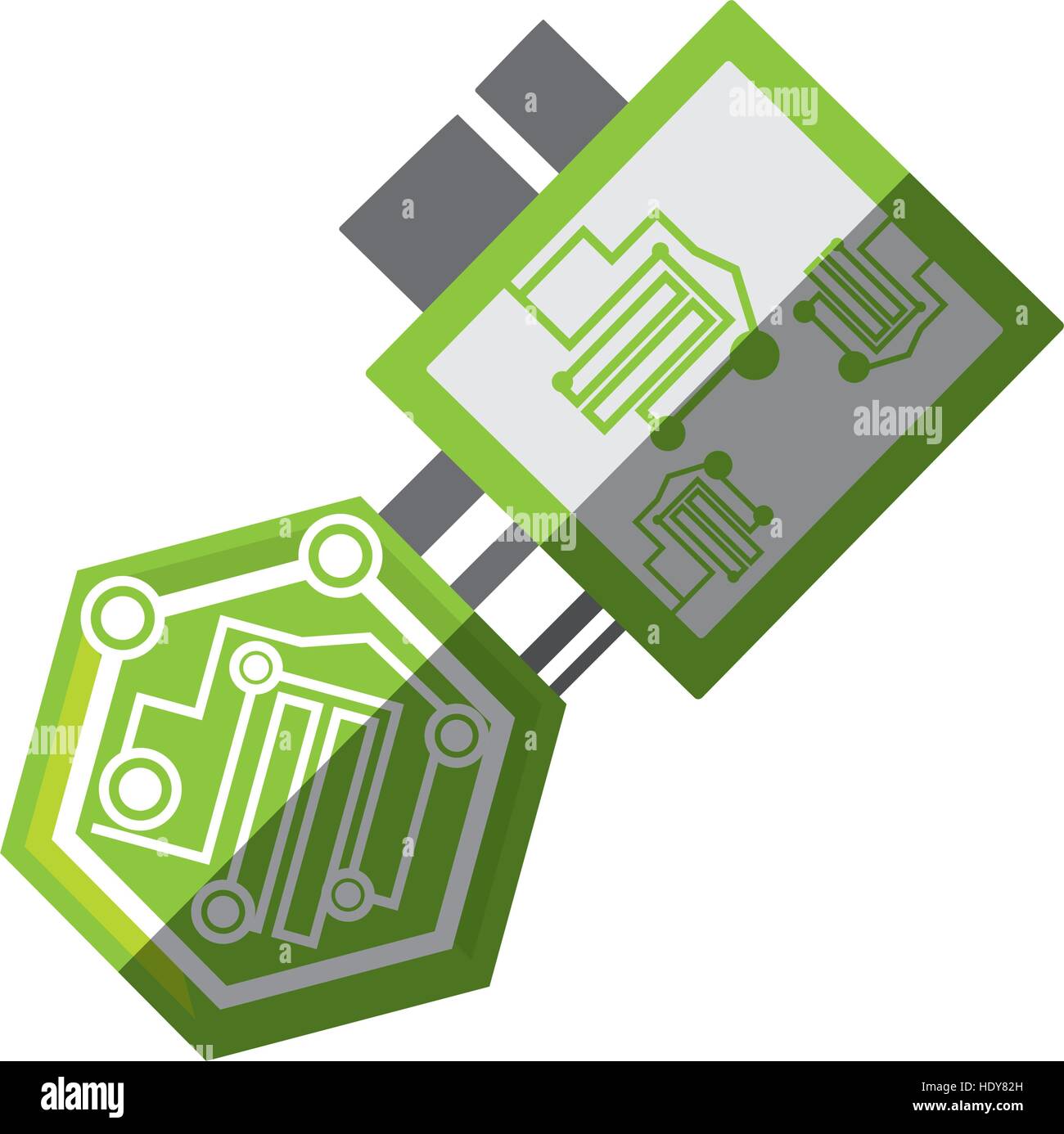 computer circuit hexagon electronic component shadow Stock Vector Image ...