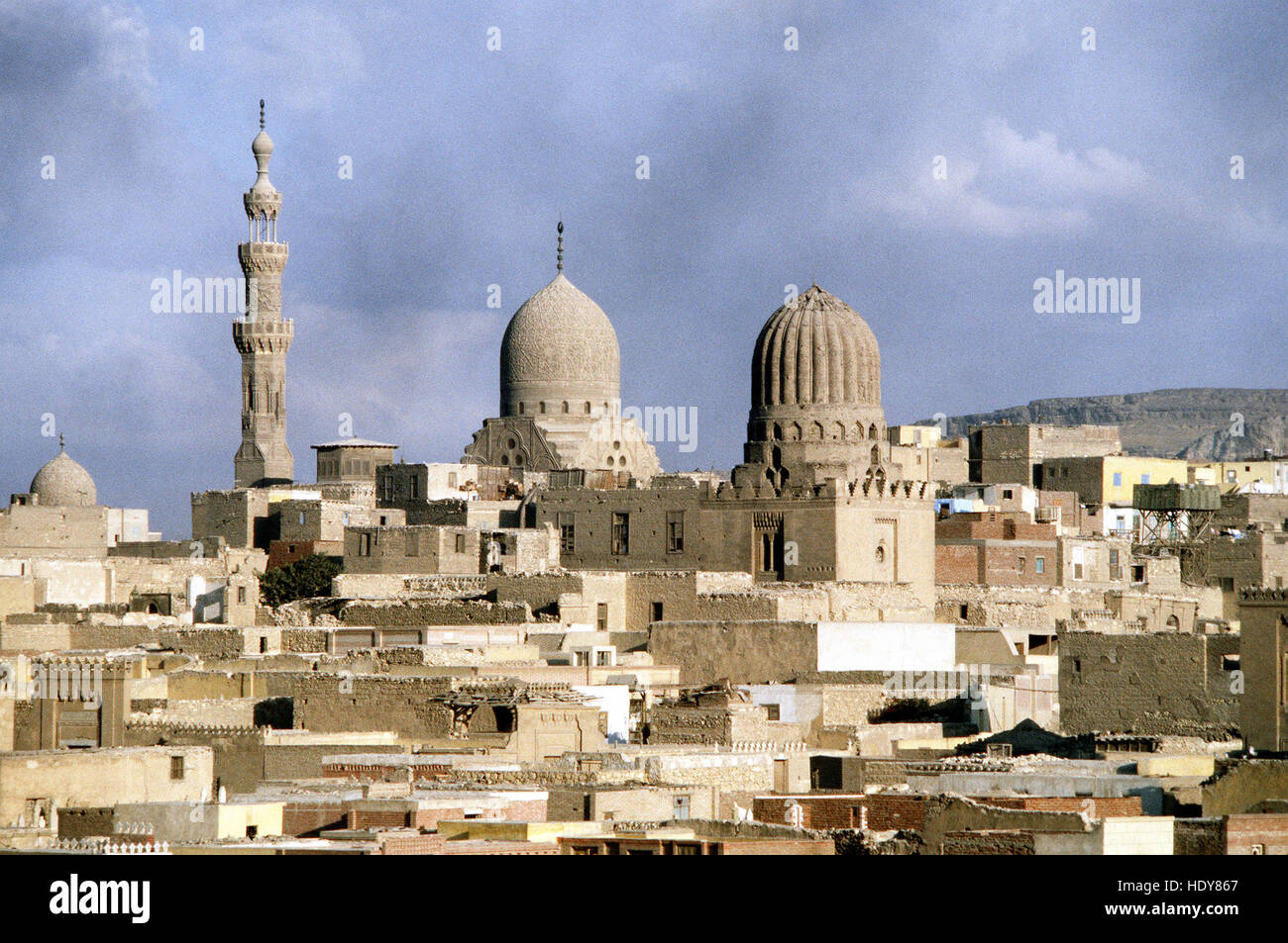 View of Cairo, Egypt skyline showing minarets, temple spires and other ...