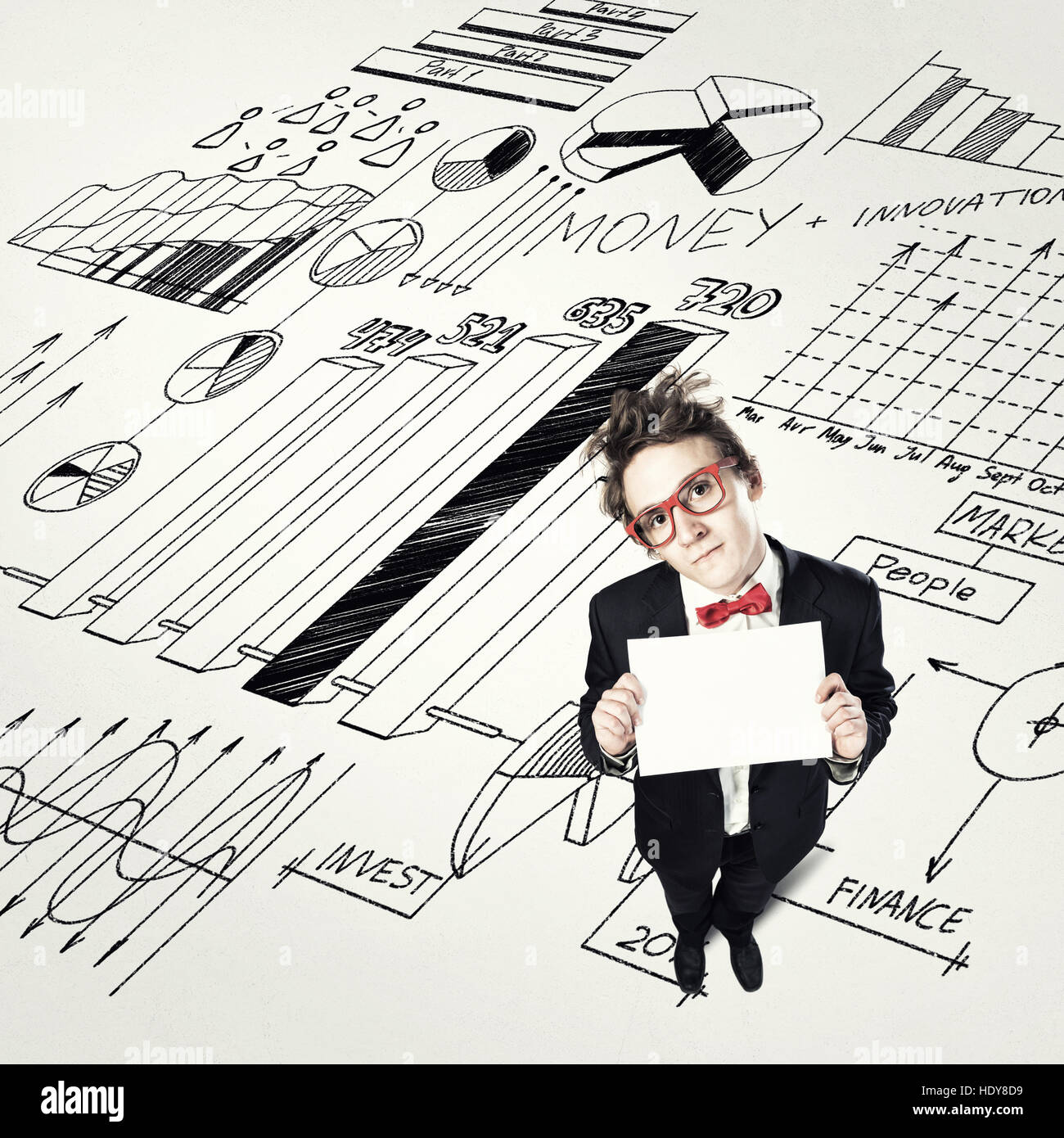 Comic man with banner Stock Photo - Alamy