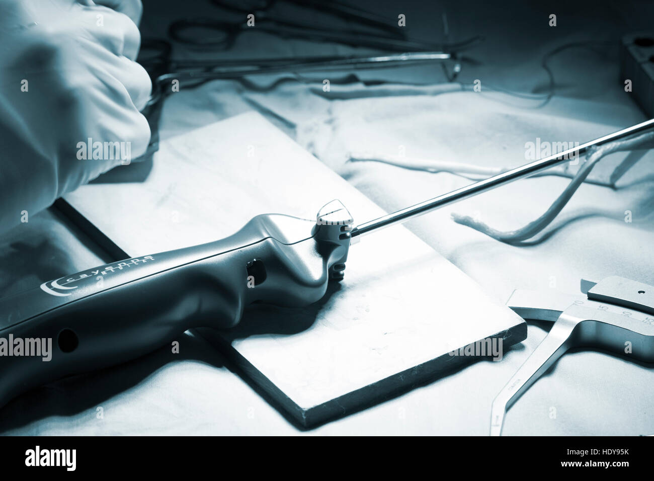 Knee tendon and ligament repair surgery in hospital operating theater ...