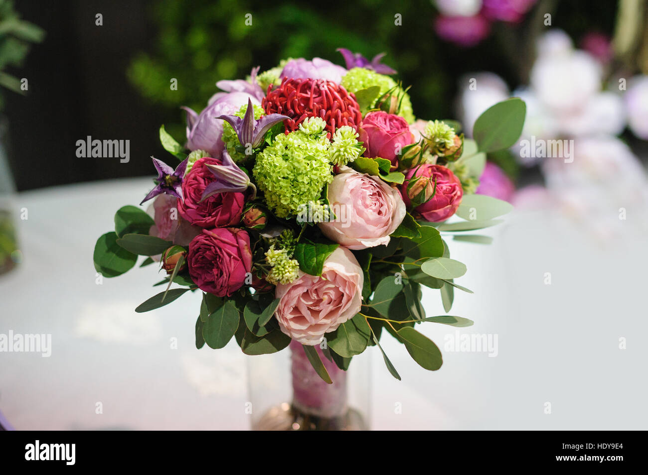 beautiful wedding bouquet restaurant decor Stock Photo - Alamy