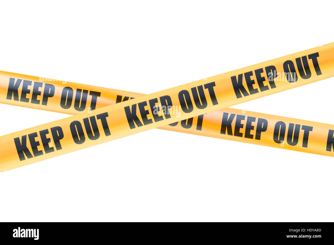 Keep Out Caution Barrier Tapes, 3D rendering isolated on white ...