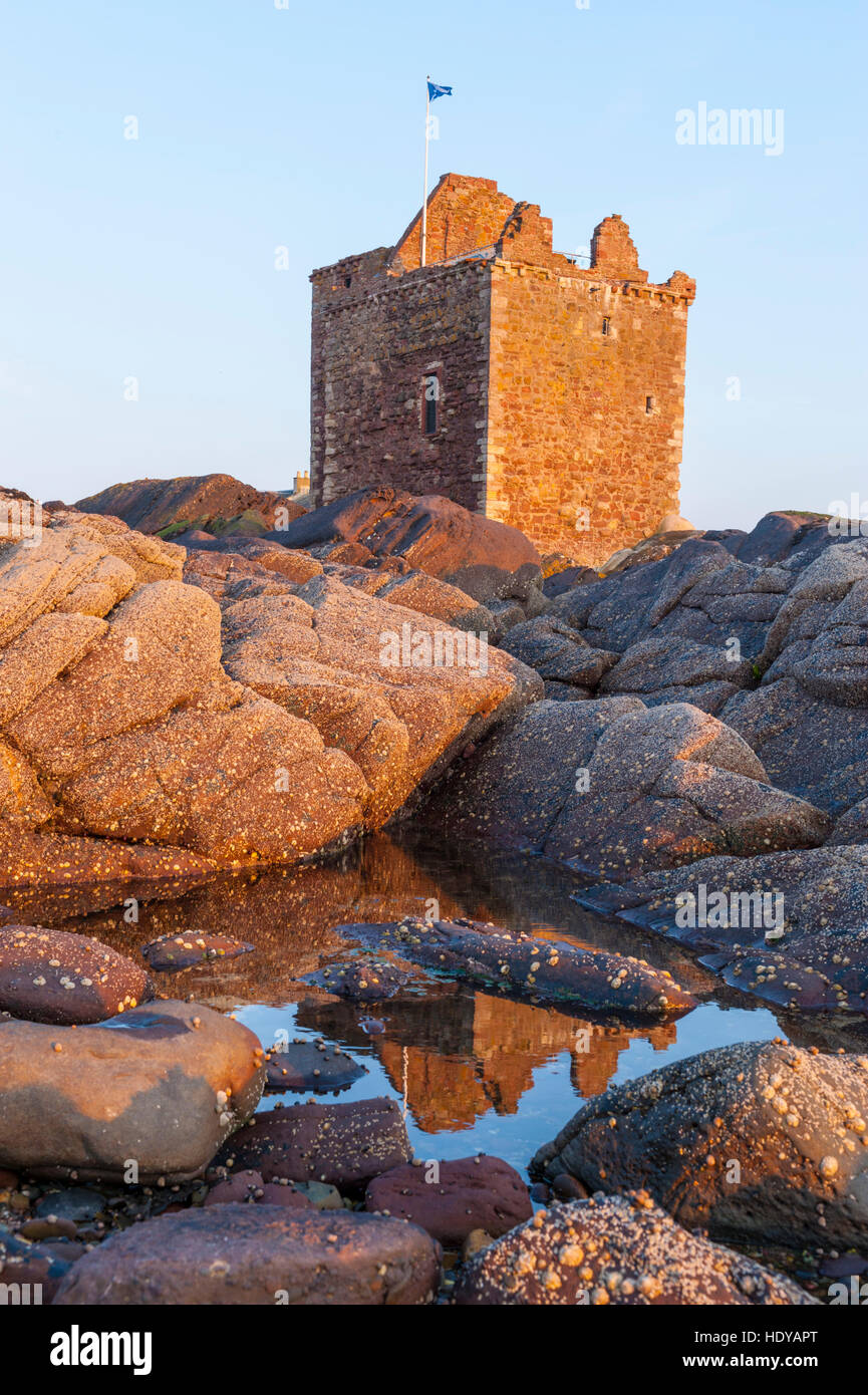 Portencross Castle at sunset Stock Photo - Alamy
