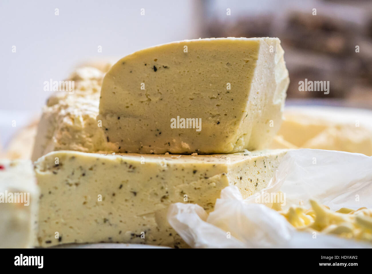 pieces of cheese with spices Stock Photo - Alamy