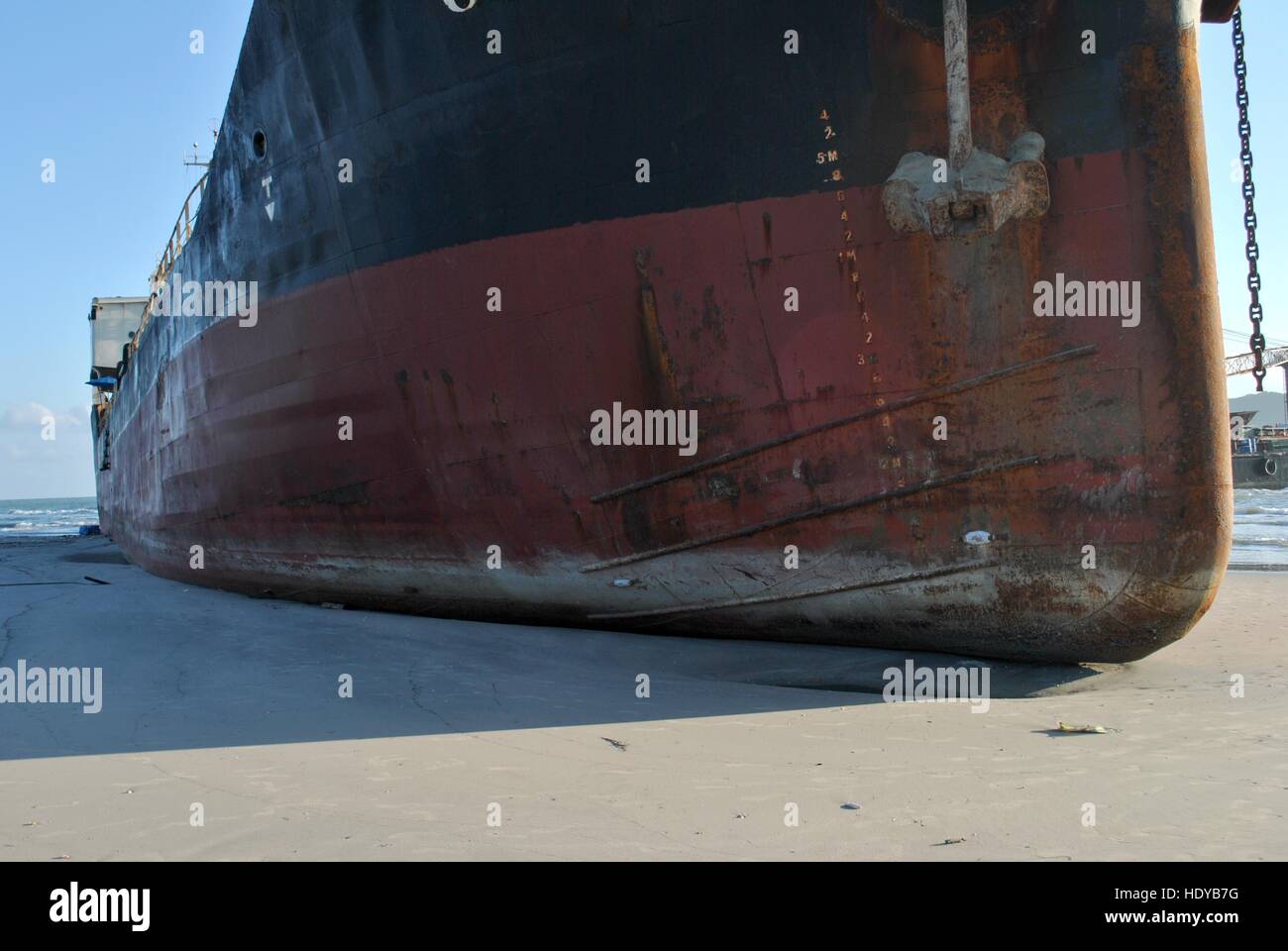 Ran aground oil tanker ship in Thailand Stock Photo - Alamy