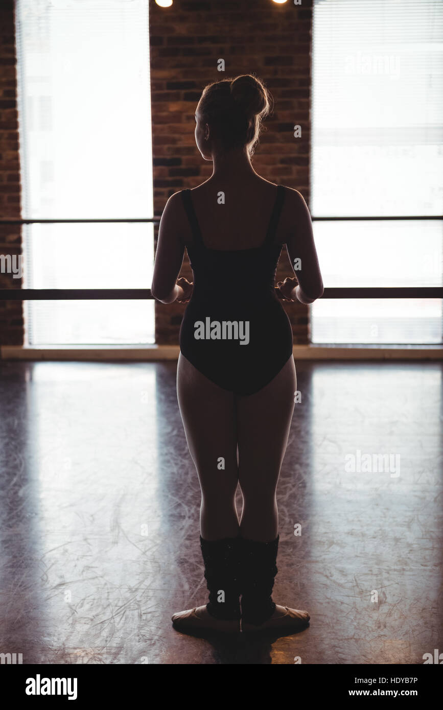 Rear view of ballerina standing in ballet studio Stock Photo - Alamy