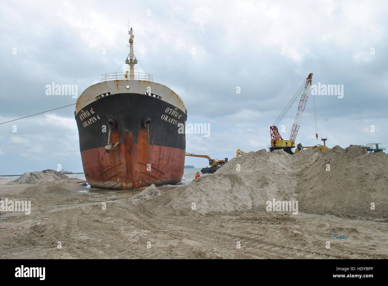 Ran aground oil tanker ship in Thailand Stock Photo - Alamy