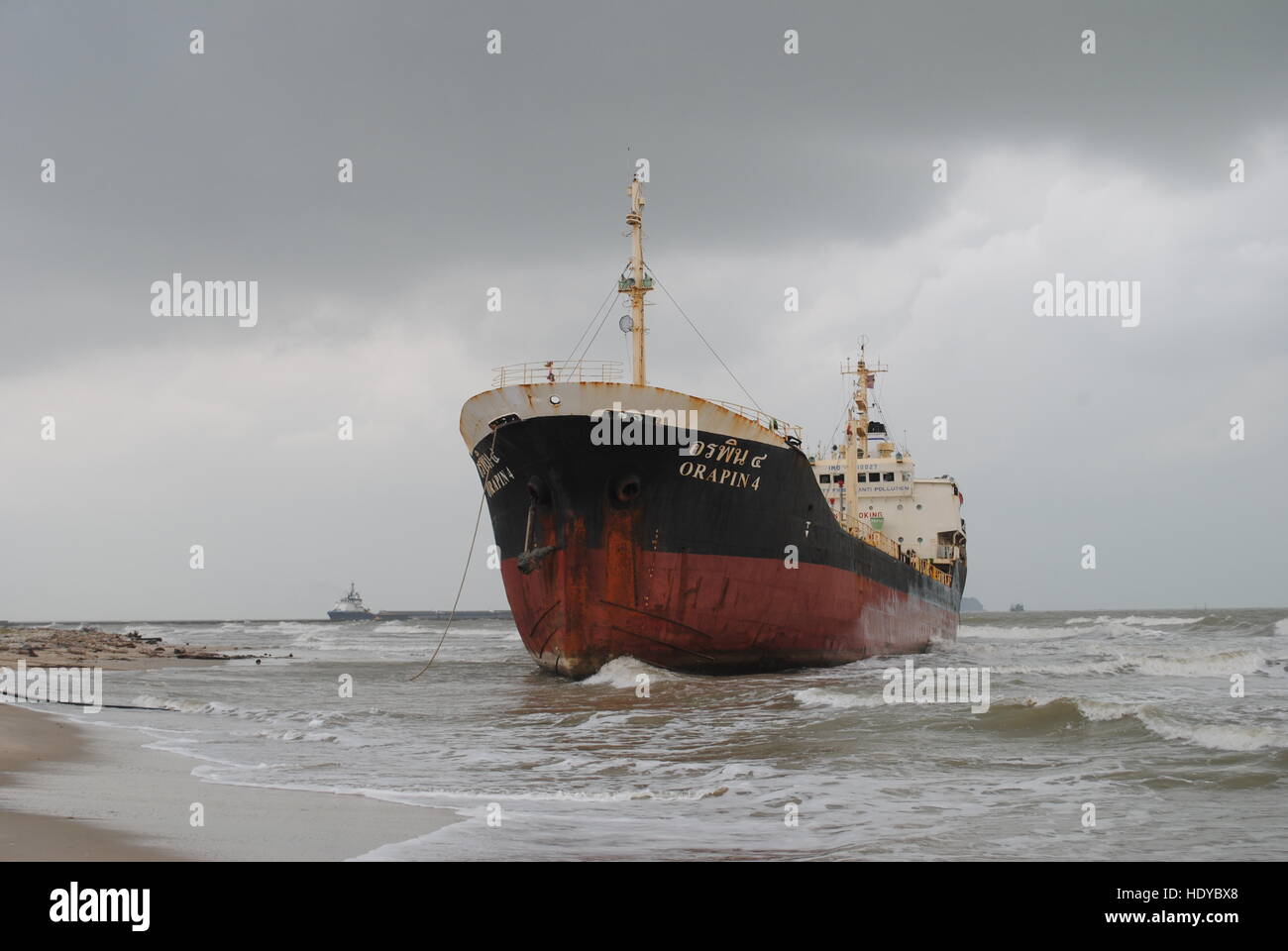Ran aground oil tanker ship in Thailand Stock Photo - Alamy