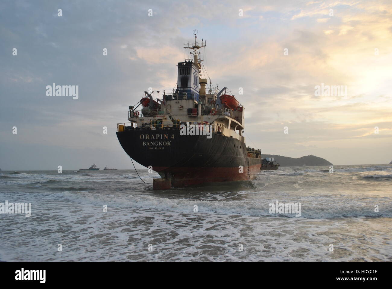Ran aground oil tanker ship in Thailand Stock Photo - Alamy