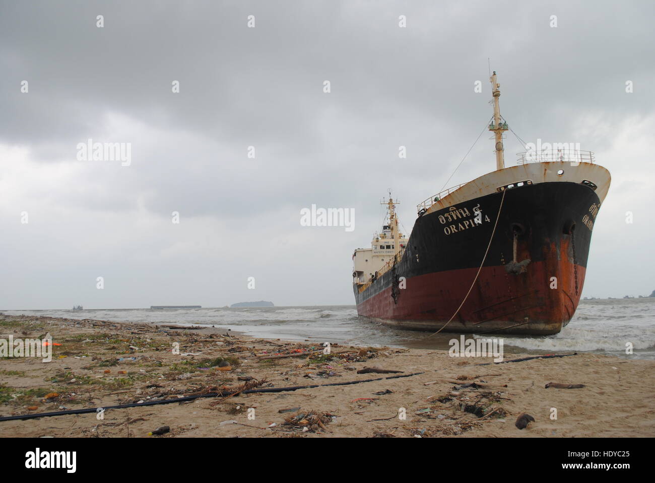 Ran aground oil tanker ship in Thailand Stock Photo - Alamy