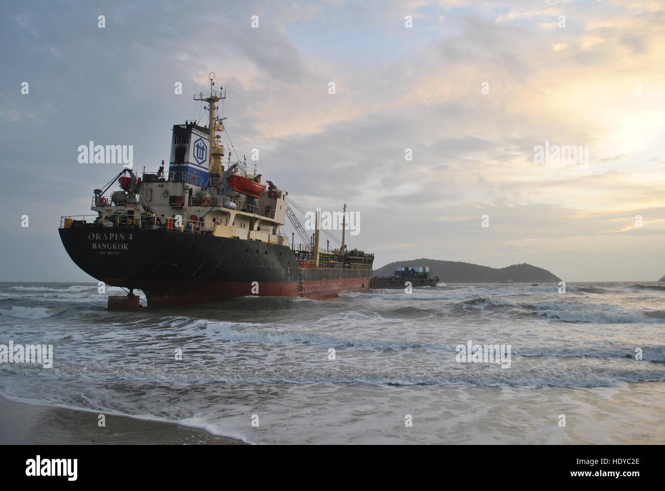 Ran aground oil tanker ship in Thailand Stock Photo - Alamy