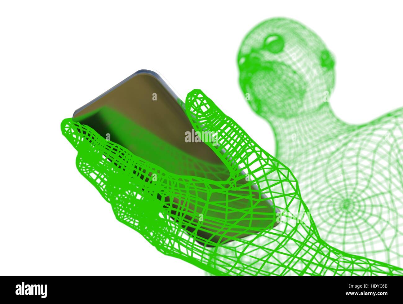 Virtual man holding realistic smartphone isolated 3d illustration Stock ...