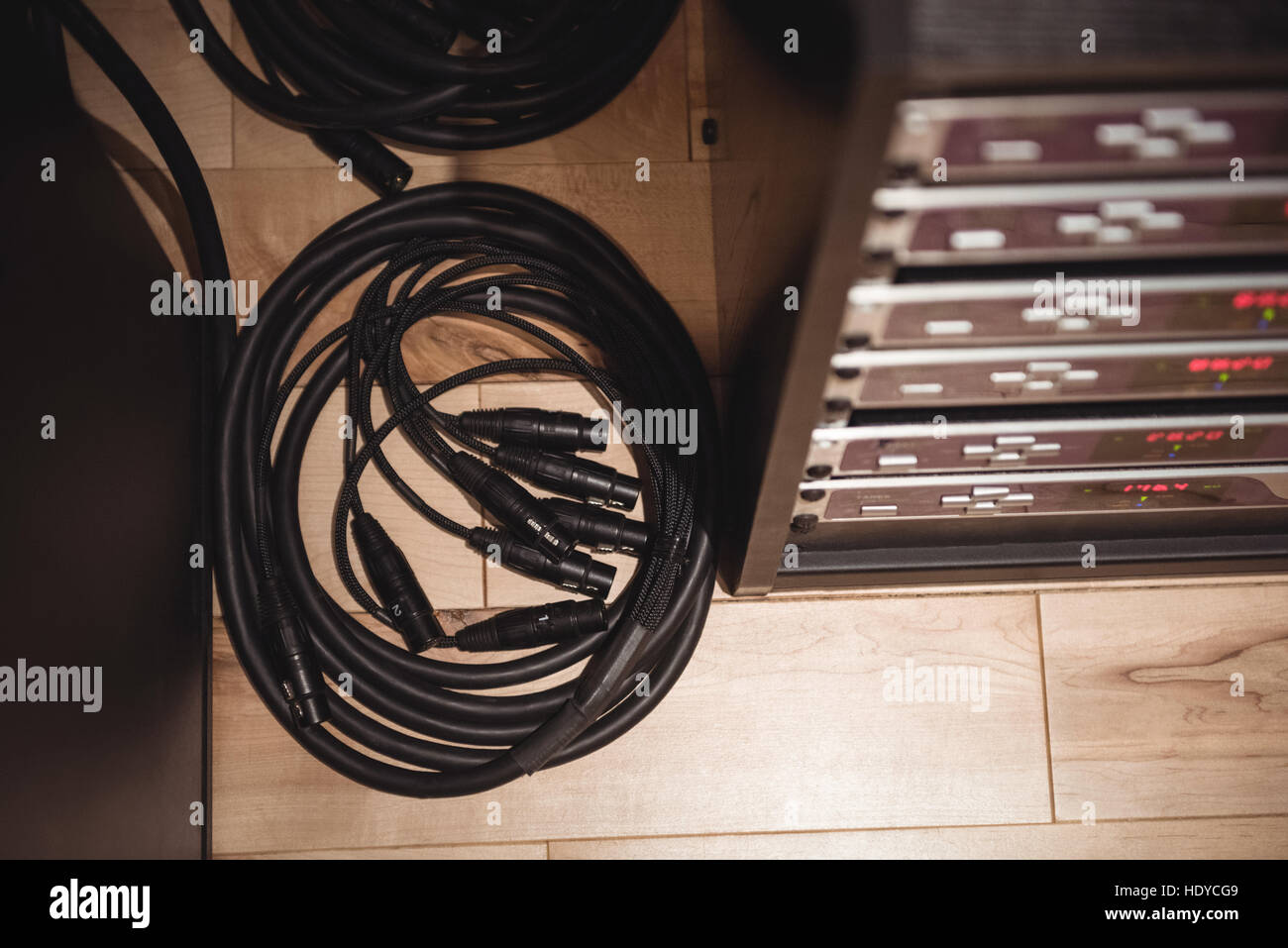 Close-up of audio cables in recording studio Stock Photo - Alamy