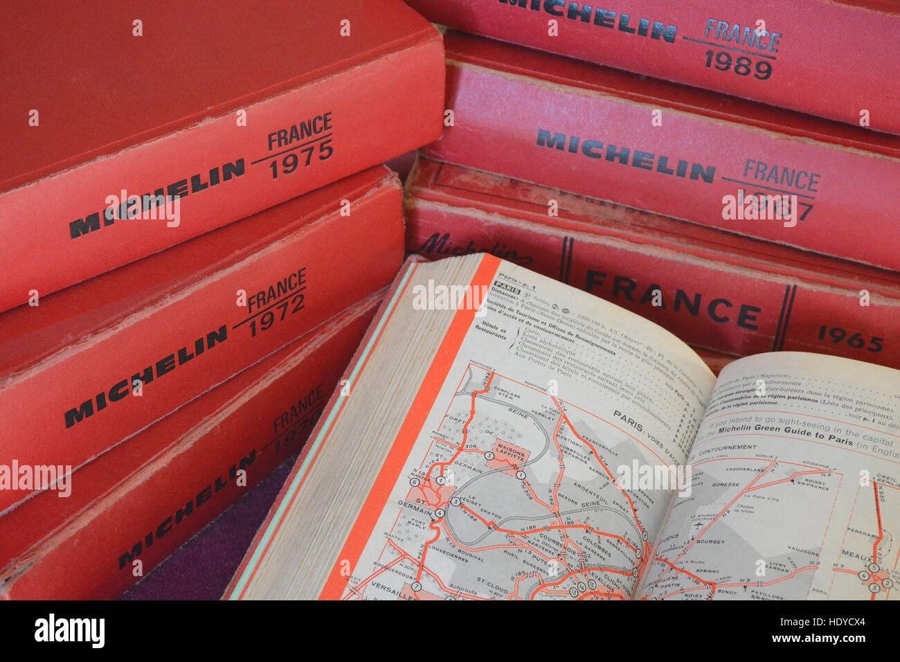 old Michelin red guide France french Stock Photo - Alamy
