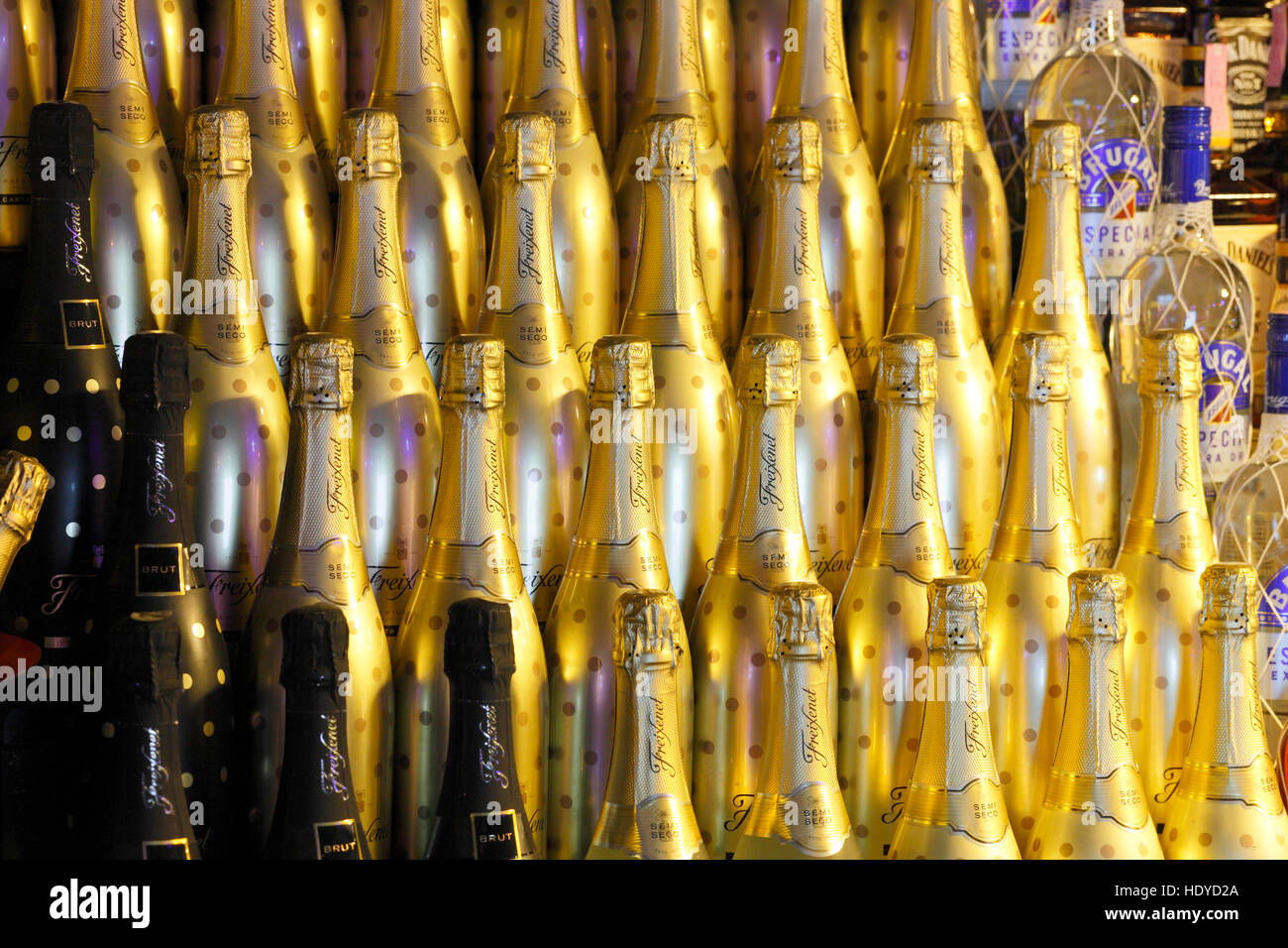 Champagne bottles close up Stock Photo - Alamy