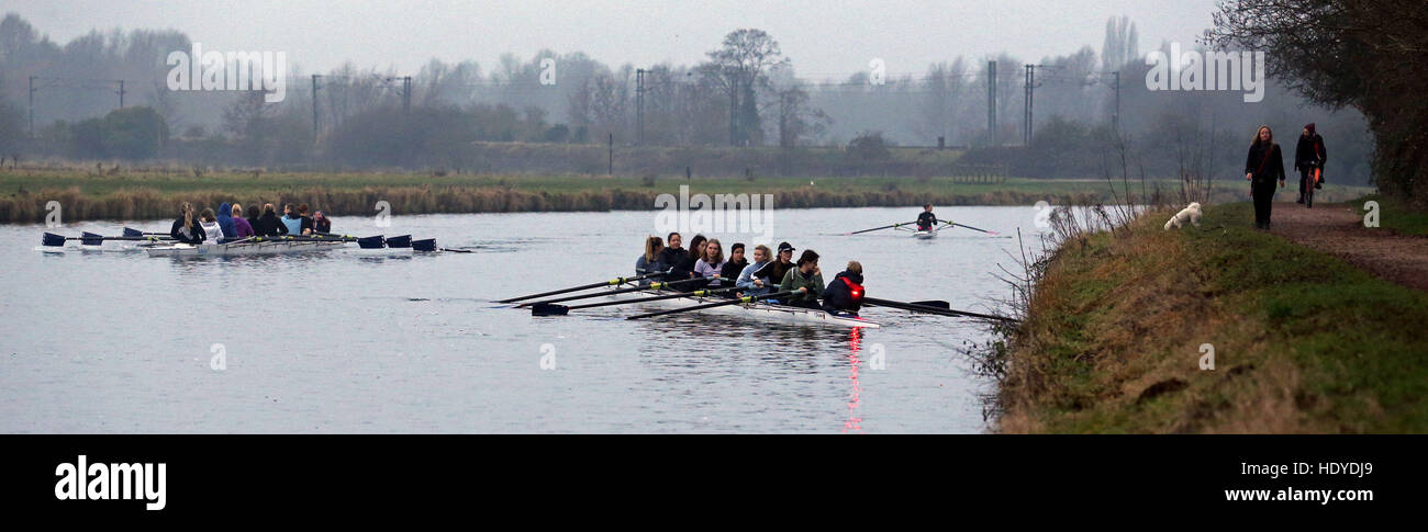 Rowing crews on the river Cam in Cambridge. The sport is popular ...