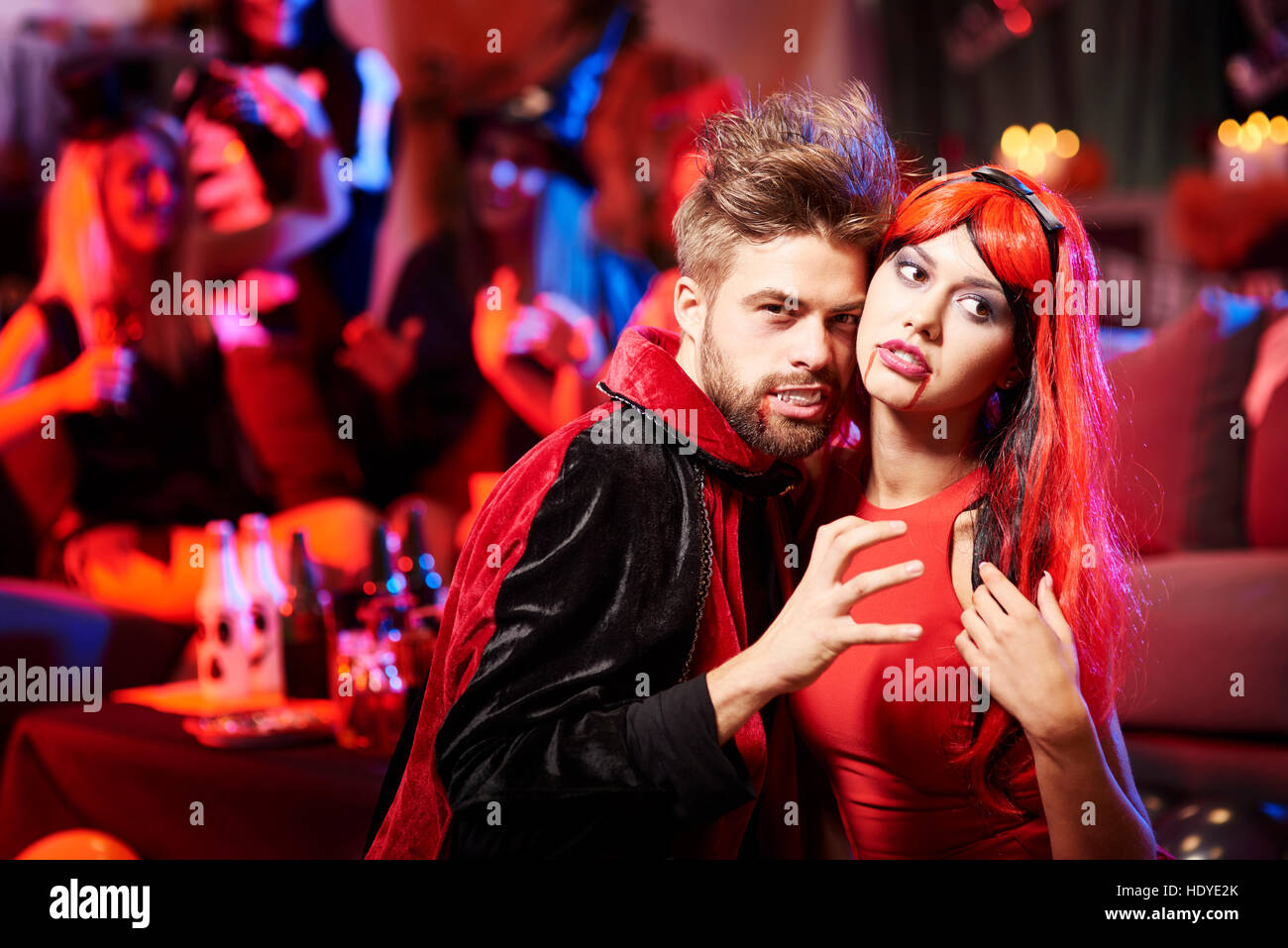 Scary vampire and creepy lady Stock Photo - Alamy