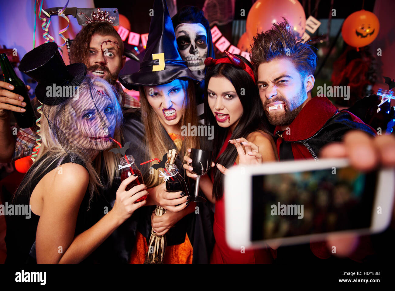 Spooky friends posing on the selfie Stock Photo - Alamy