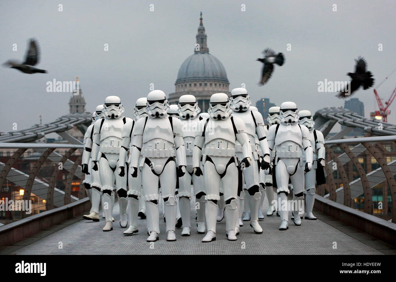 EDITORIAL USE ONLY A group of Star Wars fans dressed as Stormtroopers ...