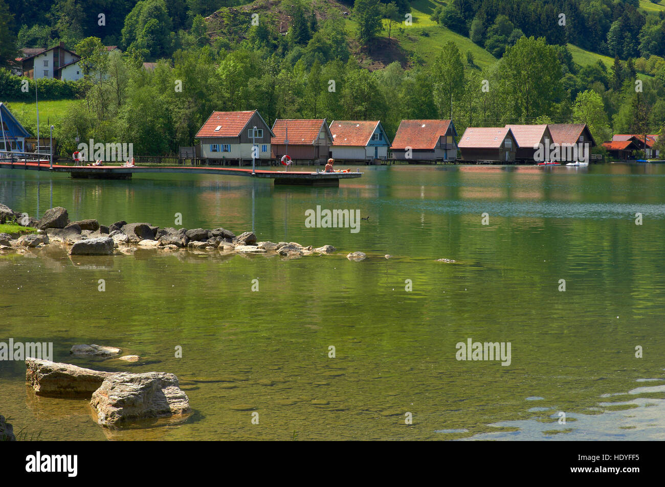 Buhl, Lake Buhl, Alpsee lake, Allgau, Bavaria, Germany, Europe Stock ...