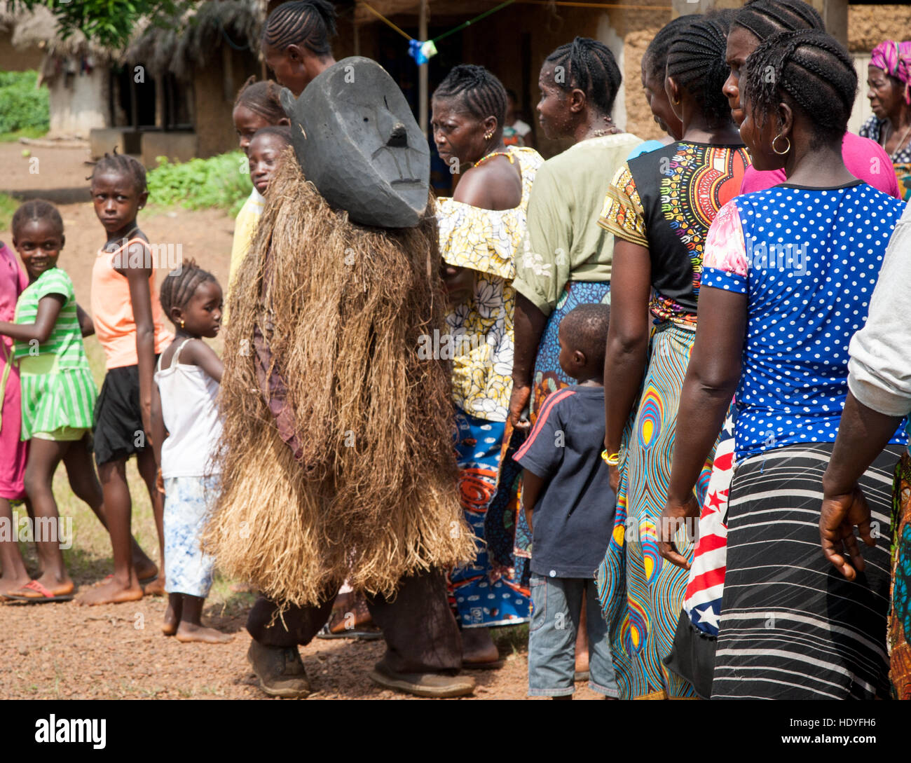 Mende people go to dance with gbeni mask in Gola Rain Forrest Stock ...