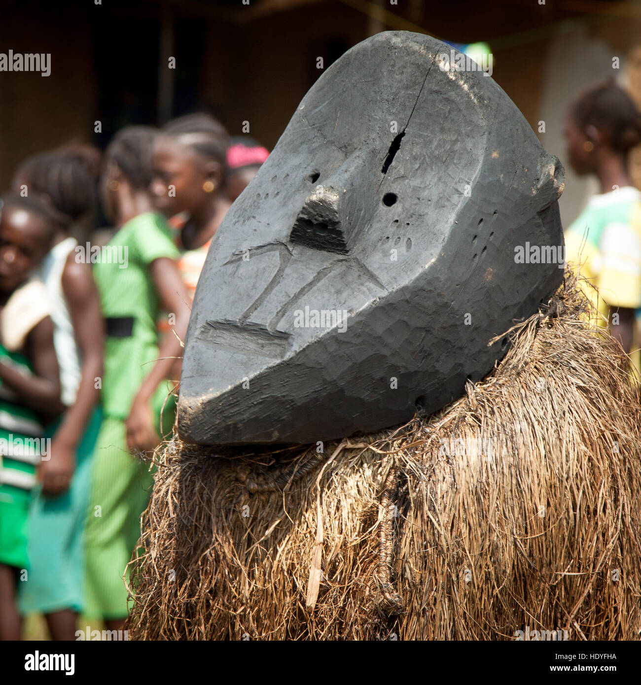 Mende people go to dance with gbeni mask in Gola Rain Forest Stock ...