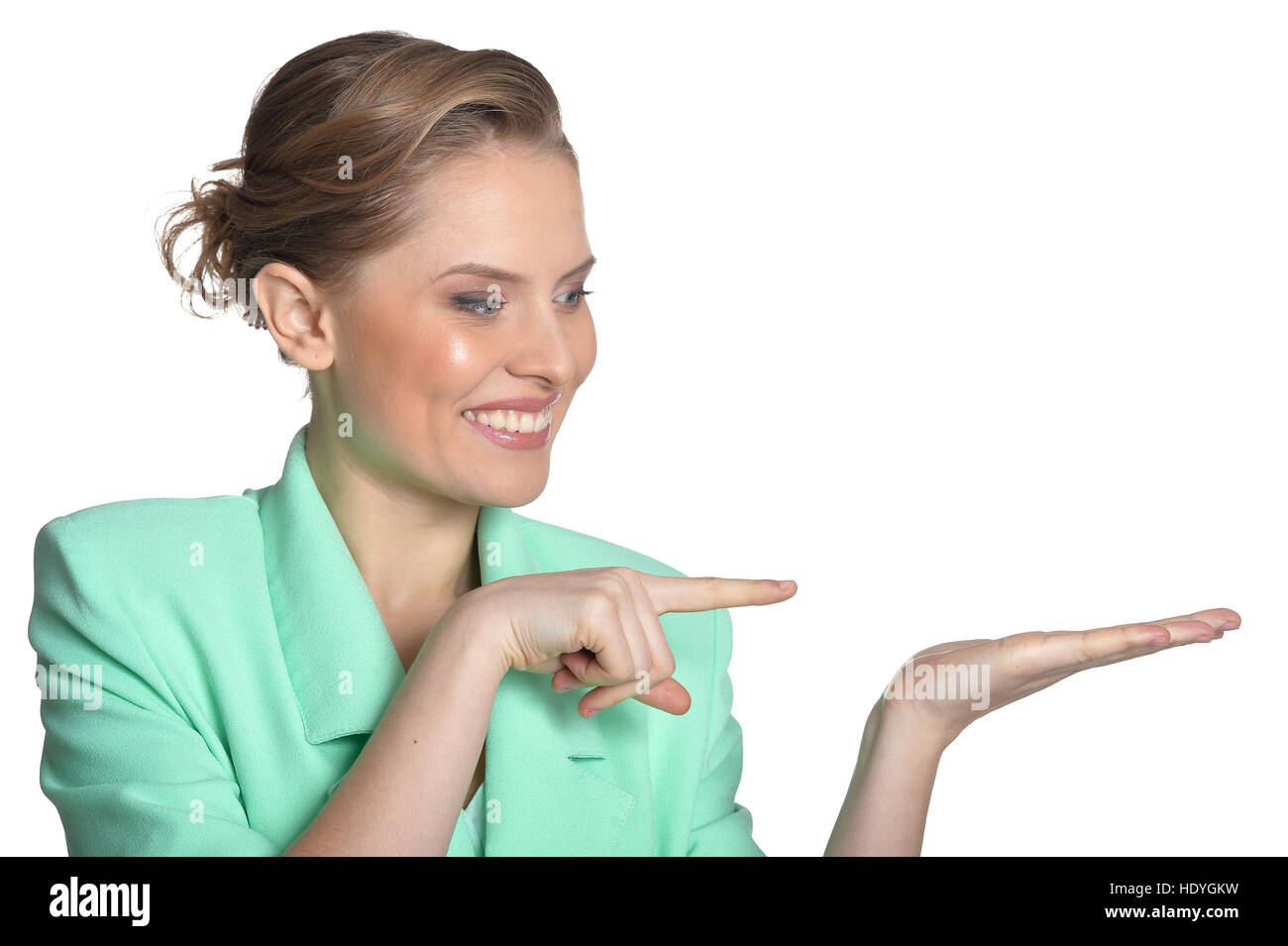 Young woman pointing Stock Photo - Alamy