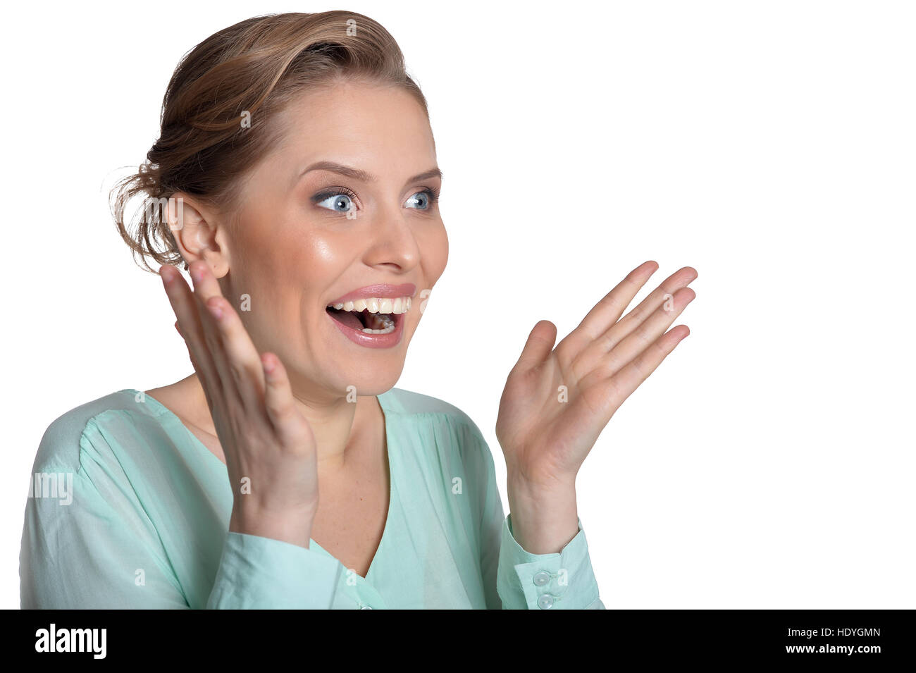 Exited young woman Stock Photo - Alamy