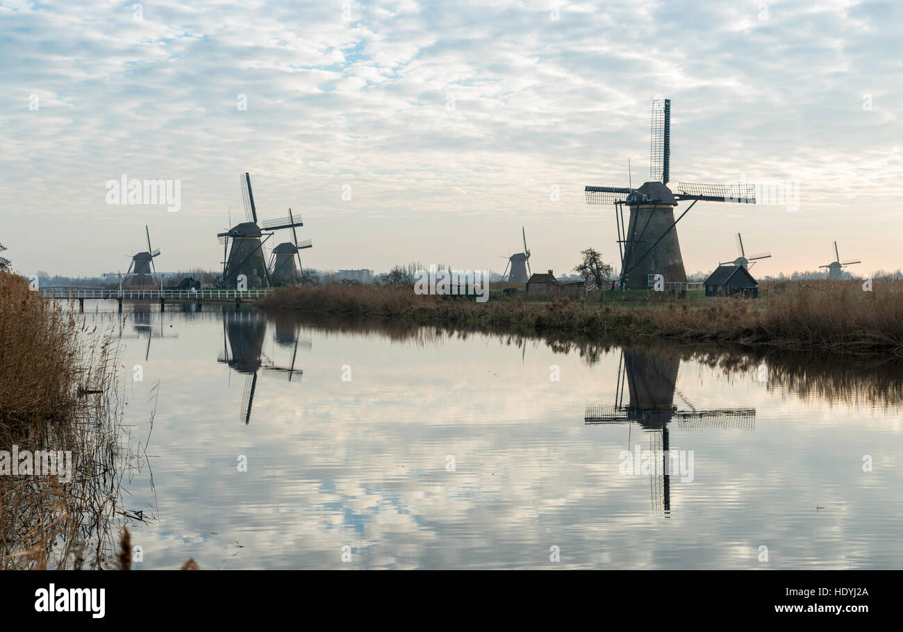 UNESCO World Heritage group of windmills in Kinderdijk in Holland ...