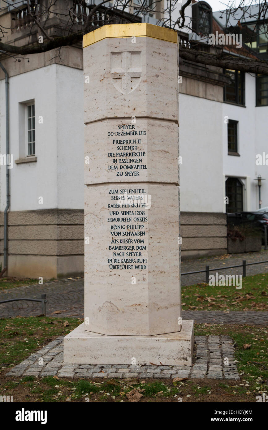 A memorial commemorating the imperial connections of Esslingen, Germany ...