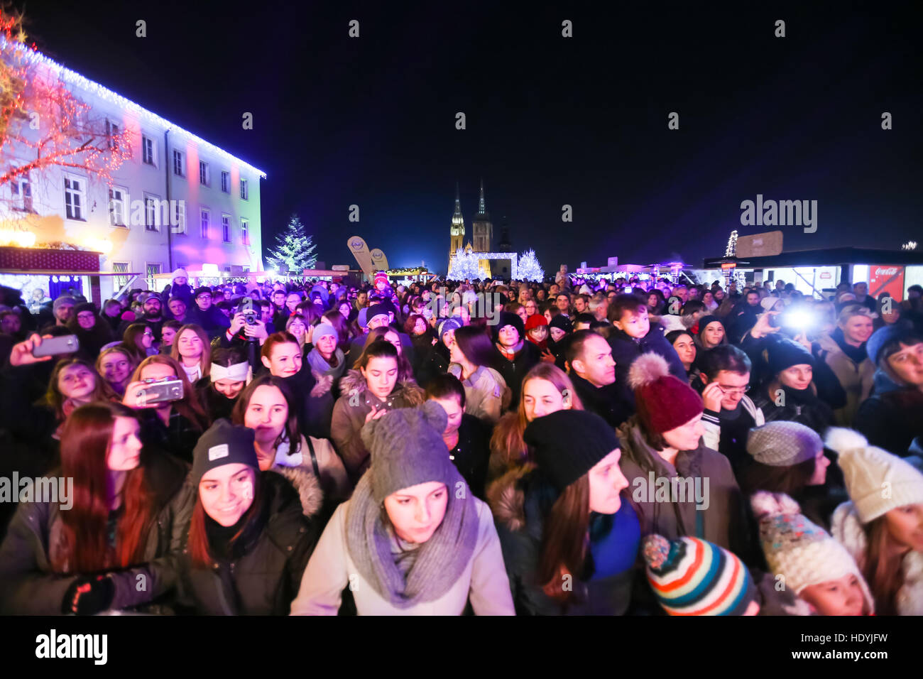 The audience at the famous croatian rock band Vatra concert in front of ...