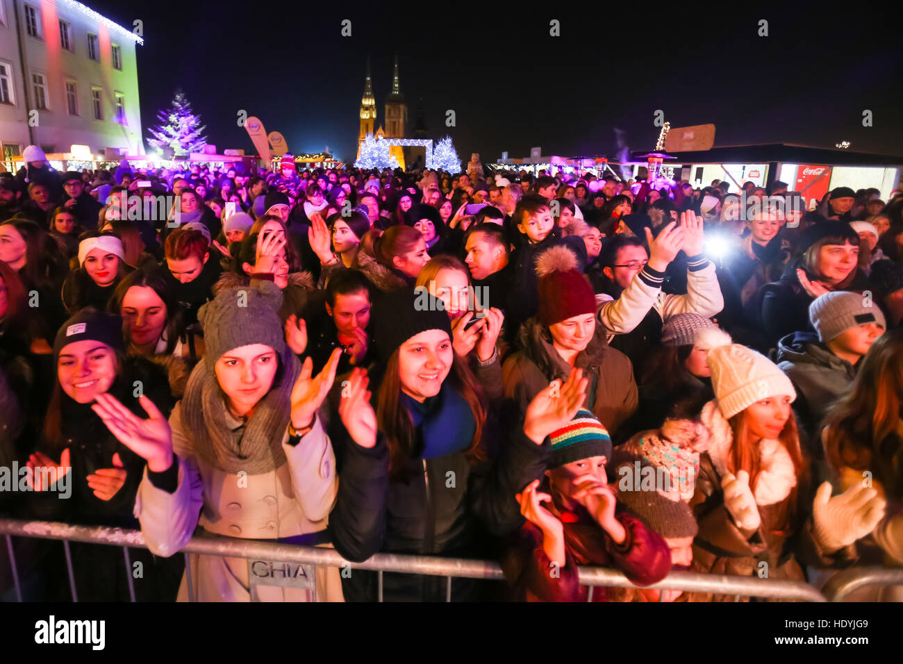 The audience at the famous croatian rock band Vatra concert in front of ...