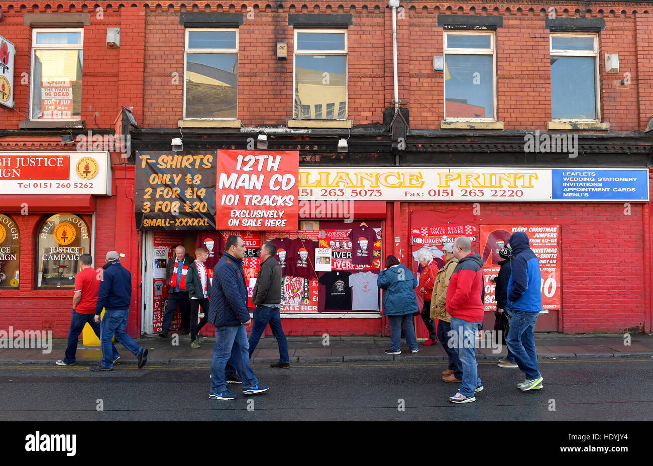Unofficial Liverpool merchandise on sale on the streets around Anfield ...