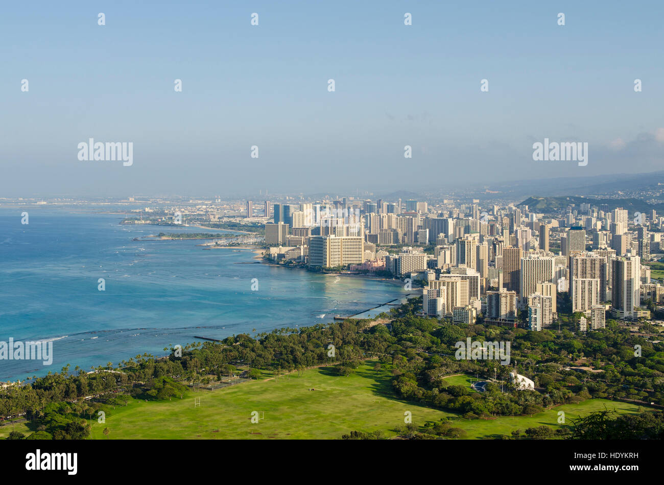 Honolulu from atop Diamond Head State Monument (Leahi Crater), Honolulu ...
