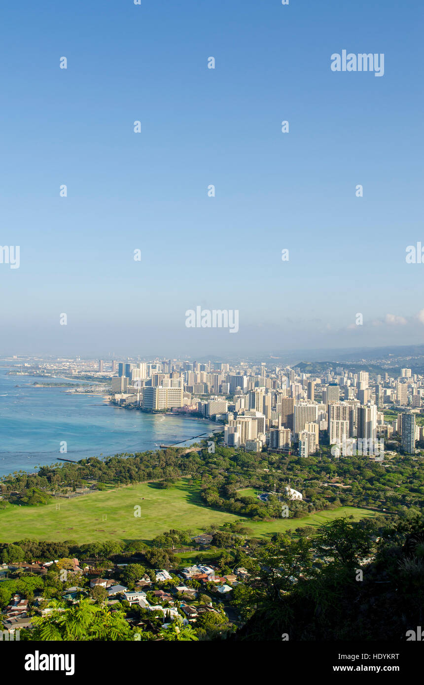 Honolulu from atop Diamond Head State Monument (Leahi Crater), Honolulu ...