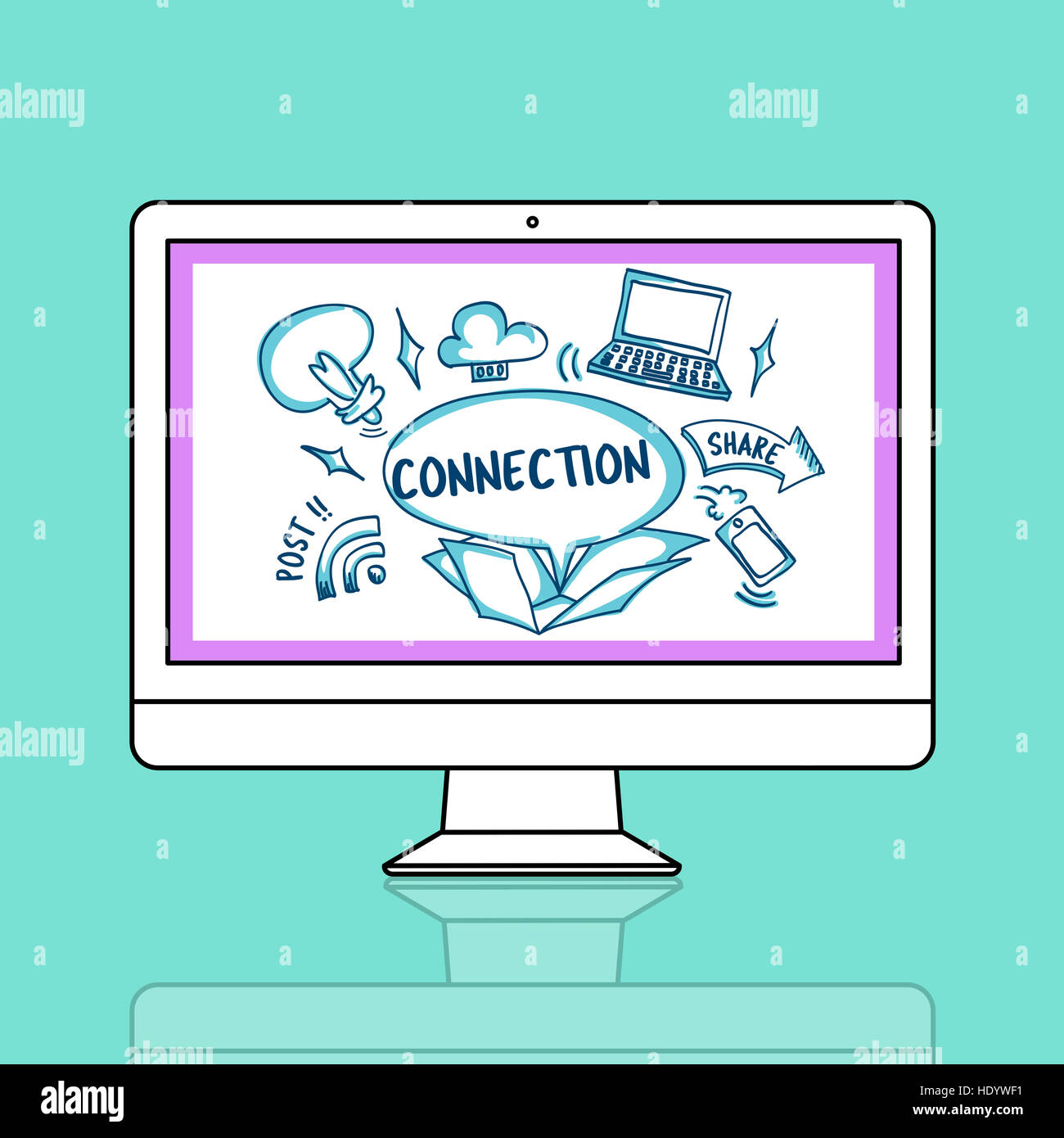 Connection Technology Ideas Outside Box Sketch Concept Stock Photo - Alamy
