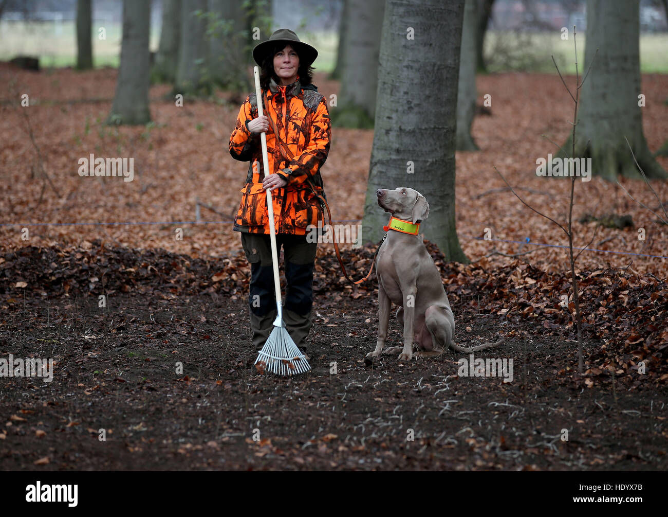 Hunter Stephanie Moser pictured with her dog Anton after the forest ...