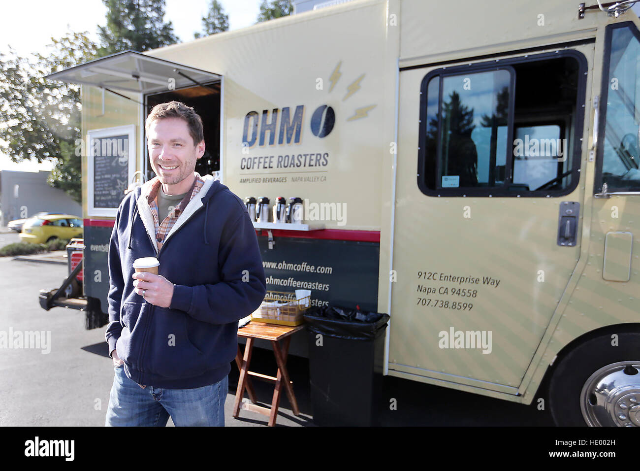 Napa, CA, USA. 6th Dec, 2016. Derek Bromley is the founder of Ohm Coffee Roasters © Napa Valley ...